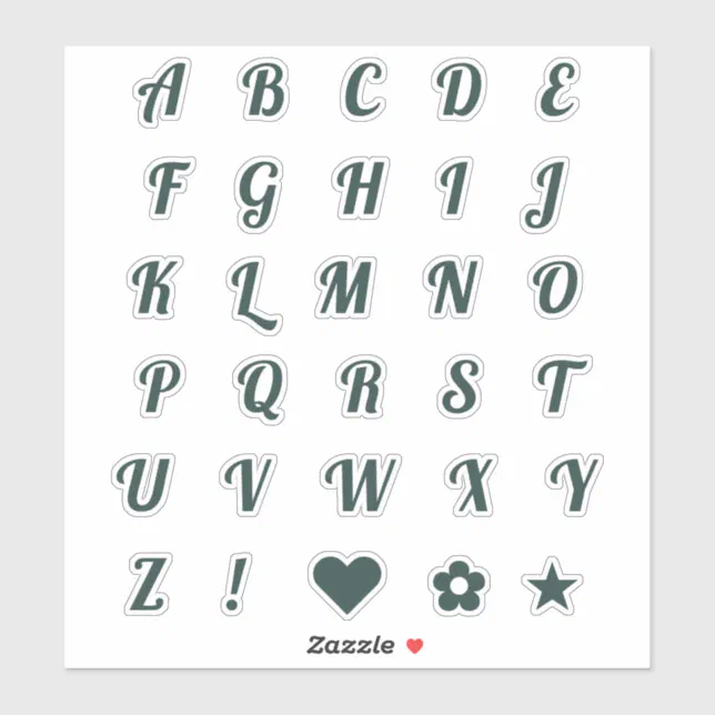 Fun Forest Green Alphabet Initial Monogram Letters Sticker | Zazzle