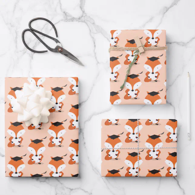 Fun Fox Graduation Wrapping Paper Sheets | Zazzle