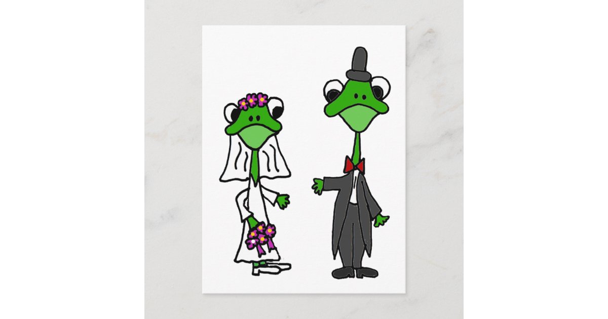 Fun Frog Bride and Groom Wedding Design Postcard | Zazzle