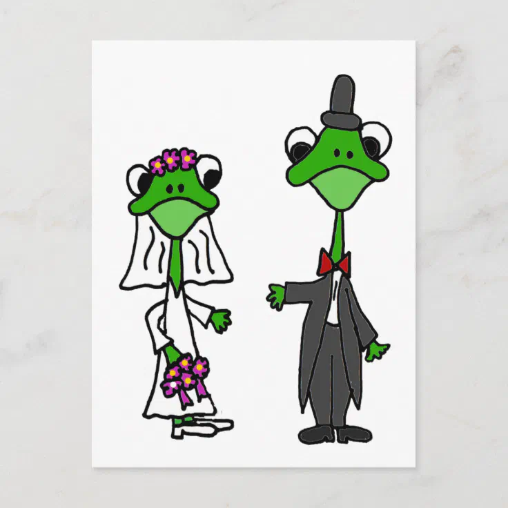 Fun Frog Bride and Groom Wedding Design Postcard | Zazzle