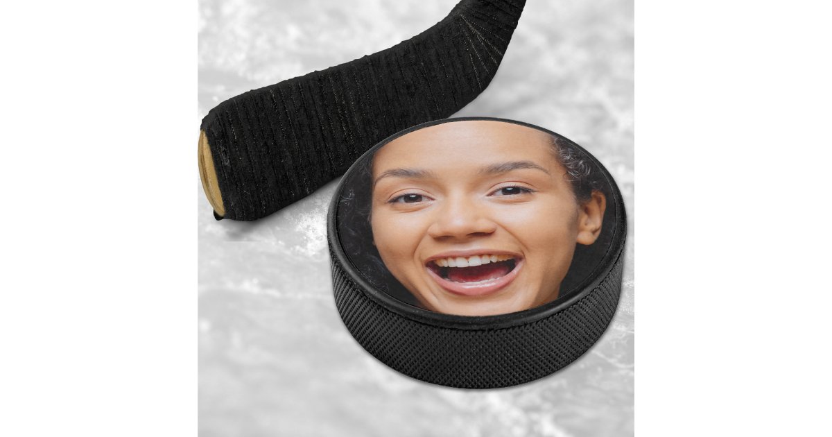 Fun Full Face Close Up Selfie Photo Hockey Puck | Zazzle