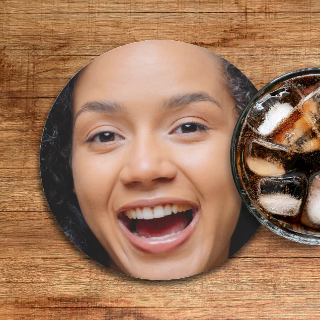 Fun Full Face Close Up Selfie Photo Round Paper Coaster | Zazzle