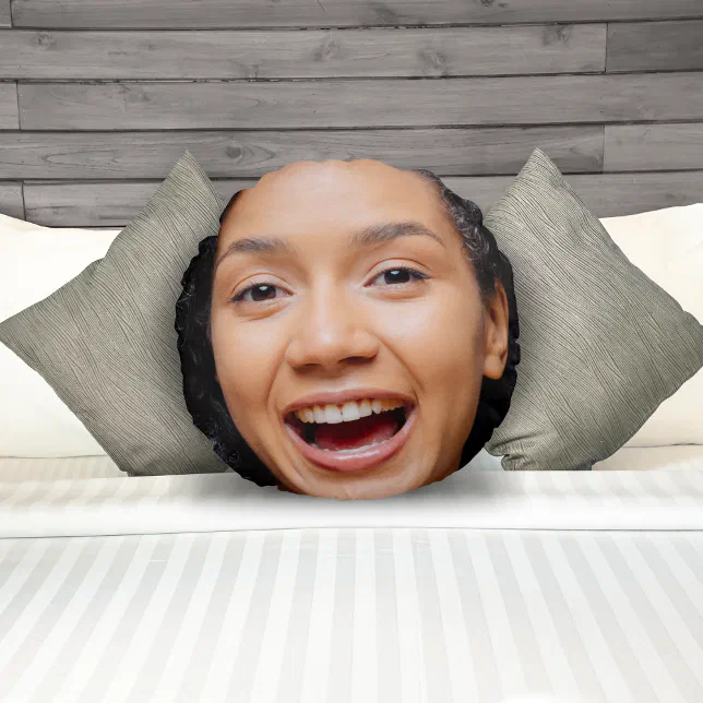 Fun Full Face Close Up Selfie Photo Round Pillow | Zazzle
