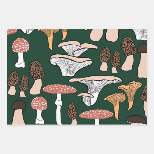 Fun Fungi Mushroom Pattern Wrapping Paper Sheets | Zazzle
