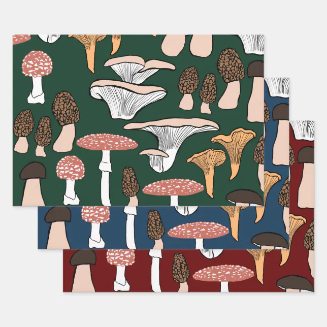 Fun Fungi Mushroom Pattern Wrapping Paper Sheets | Zazzle