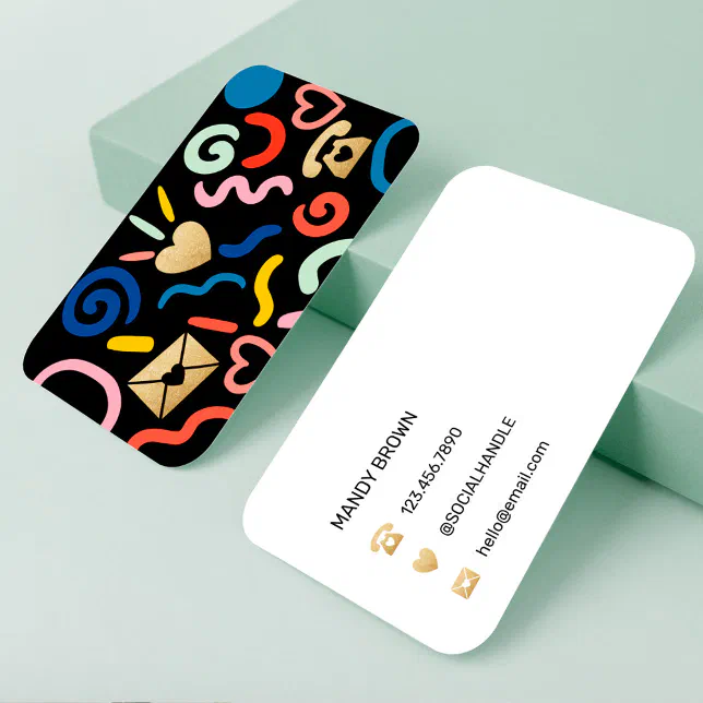Fun & Funky Abstract Pattern Icon Black Business Card | Zazzle