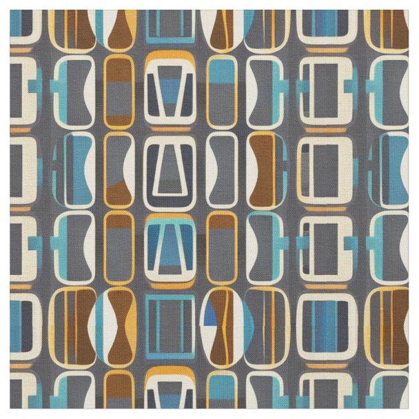 Modern Mid Century Funky Geometric Pattern Fabric | Zazzle
