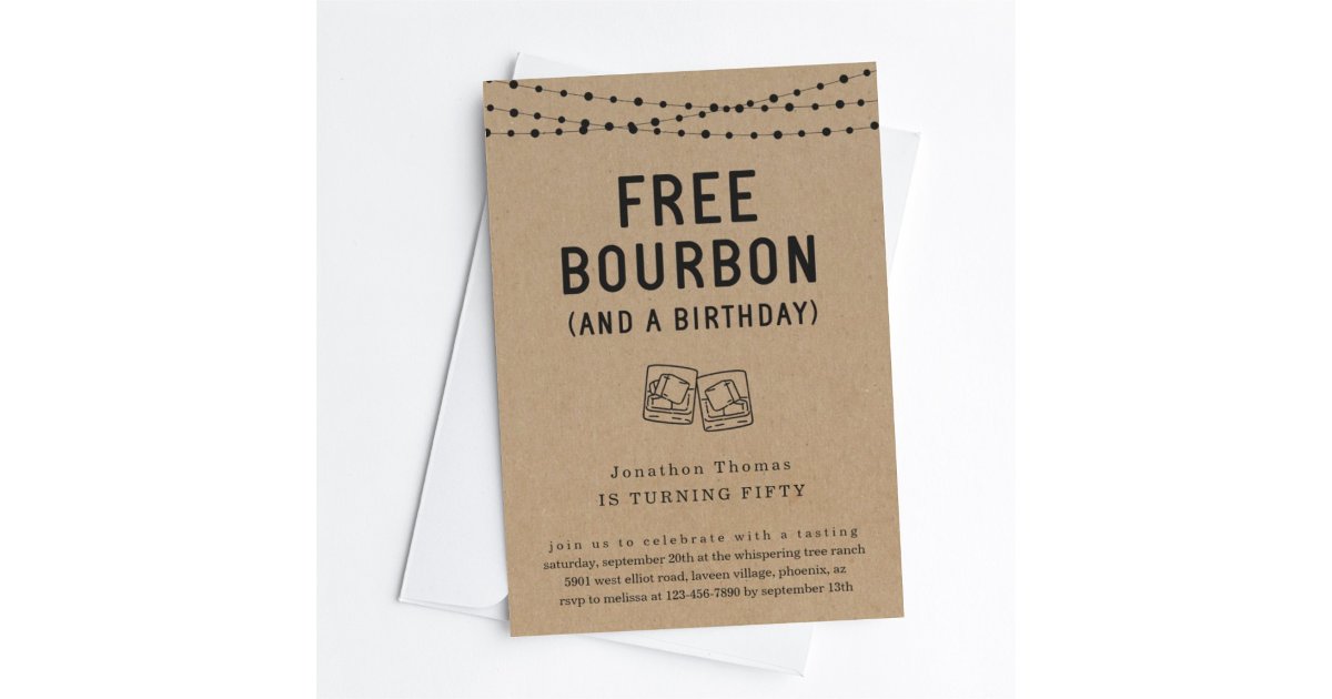 Fun Funny Free Bourbon Birthday Party Invitation | Zazzle