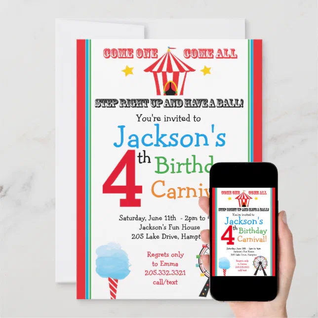 Fun & Games Carnival Party Invitation (Primary) | Zazzle