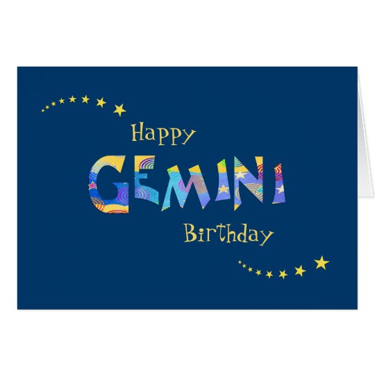 Fun GEMINI Zodiac Sign Birthday Greeting Card | Zazzle.com