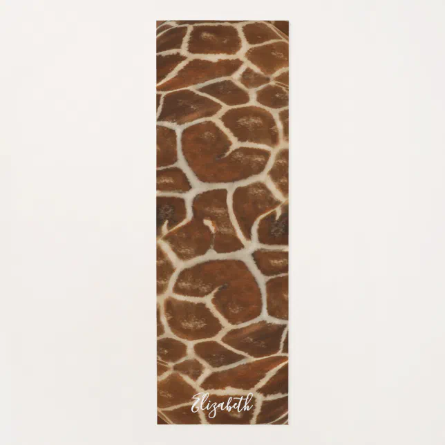 Fun Giraffe Fur Pattern Custom Name Yoga Mat | Zazzle