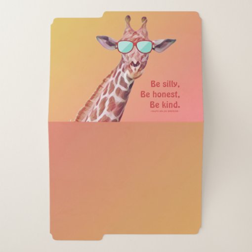 Fun Giraffe Inspirational Quote Emerson Be Silly File Folder | Zazzle