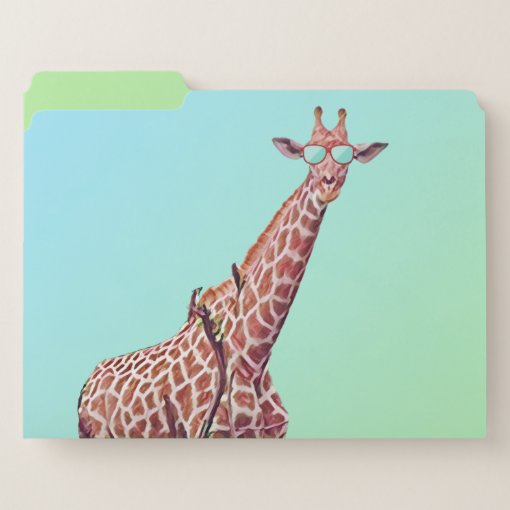 Fun Giraffe Wearing Sunglasses on Green and Yellow File Folder | Zazzle