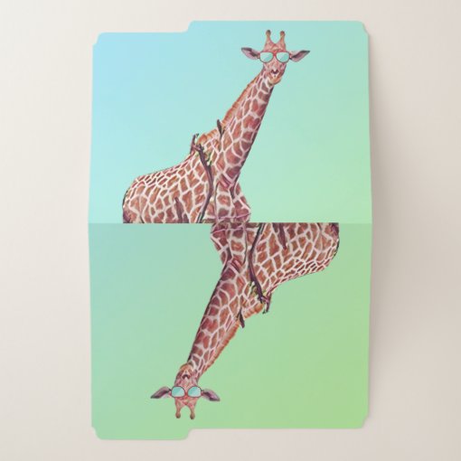 Fun Giraffe Wearing Sunglasses on Green and Yellow File Folder | Zazzle