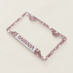 Fun Glitz Glam Rose Gold Name License Plate Frame | Zazzle