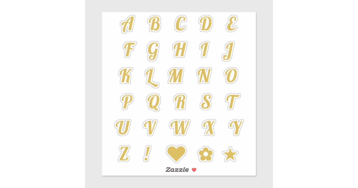 Fun Gold Font Alphabet Initial Monogram Letters Sticker | Zazzle