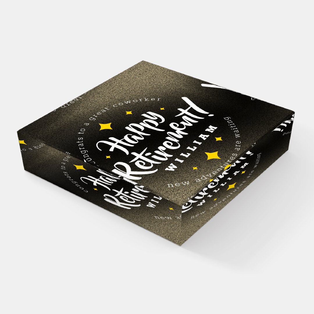 Fun Gold Glitter Stars Retirement New Adventures Paperweight | Zazzle