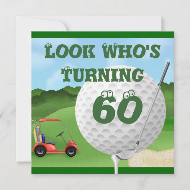 Fun Golf 60th Birthday Invitations TEMPLATE | Zazzle