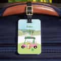Fun Golf Cart Course Clubs Monogram Name Luggage Tag | Zazzle
