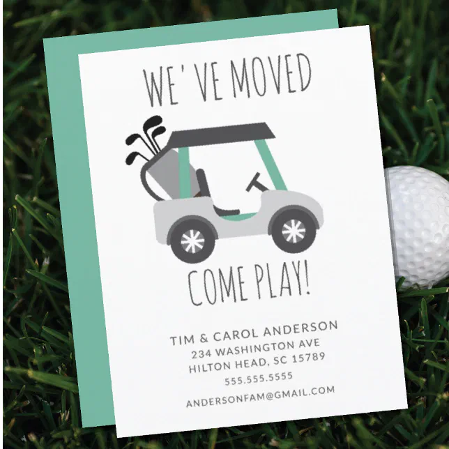 Fun Golf Cart Moving Announcement Card | Zazzle
