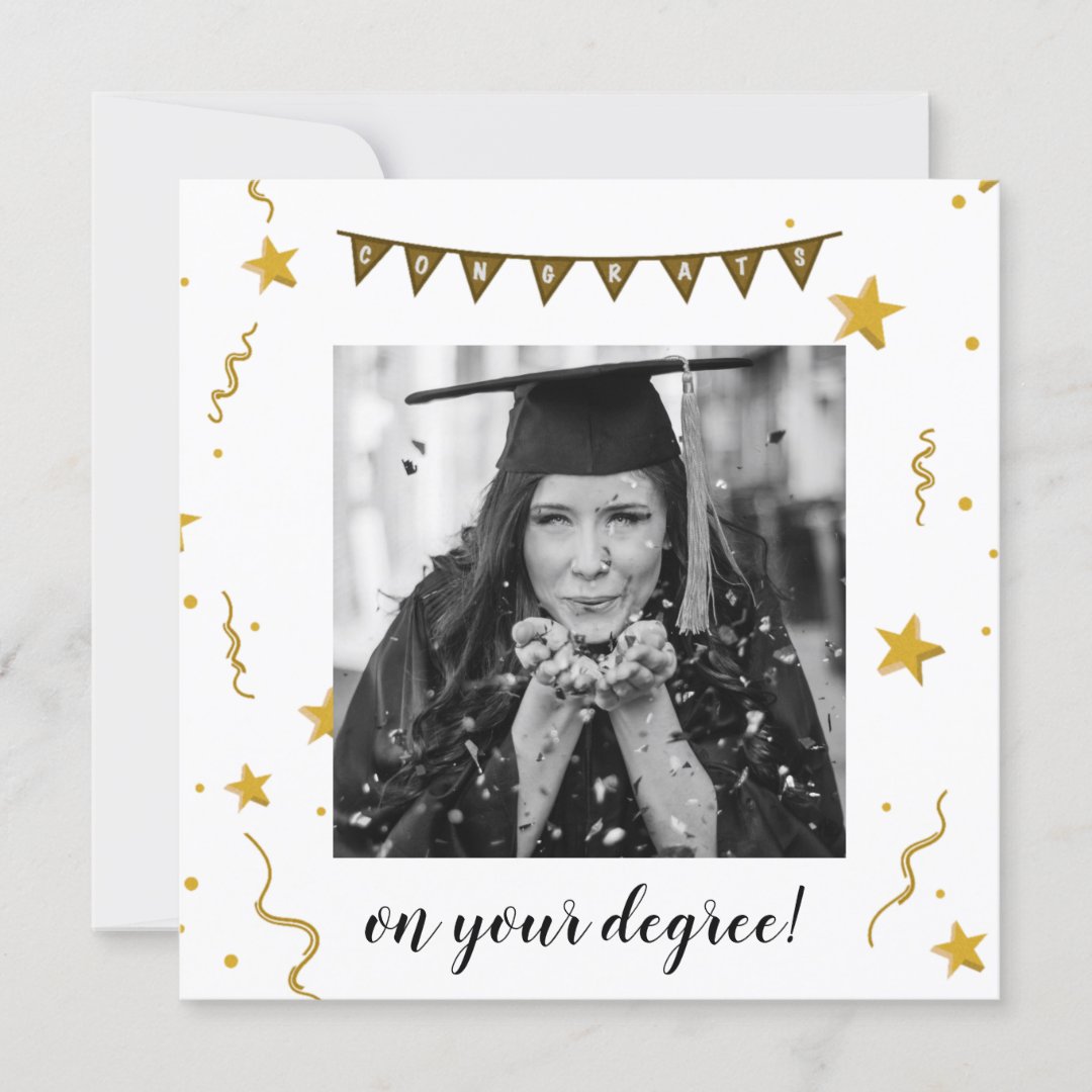 fun graduation congratulations photo stars card | Zazzle