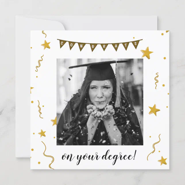 fun graduation congratulations photo stars card | Zazzle
