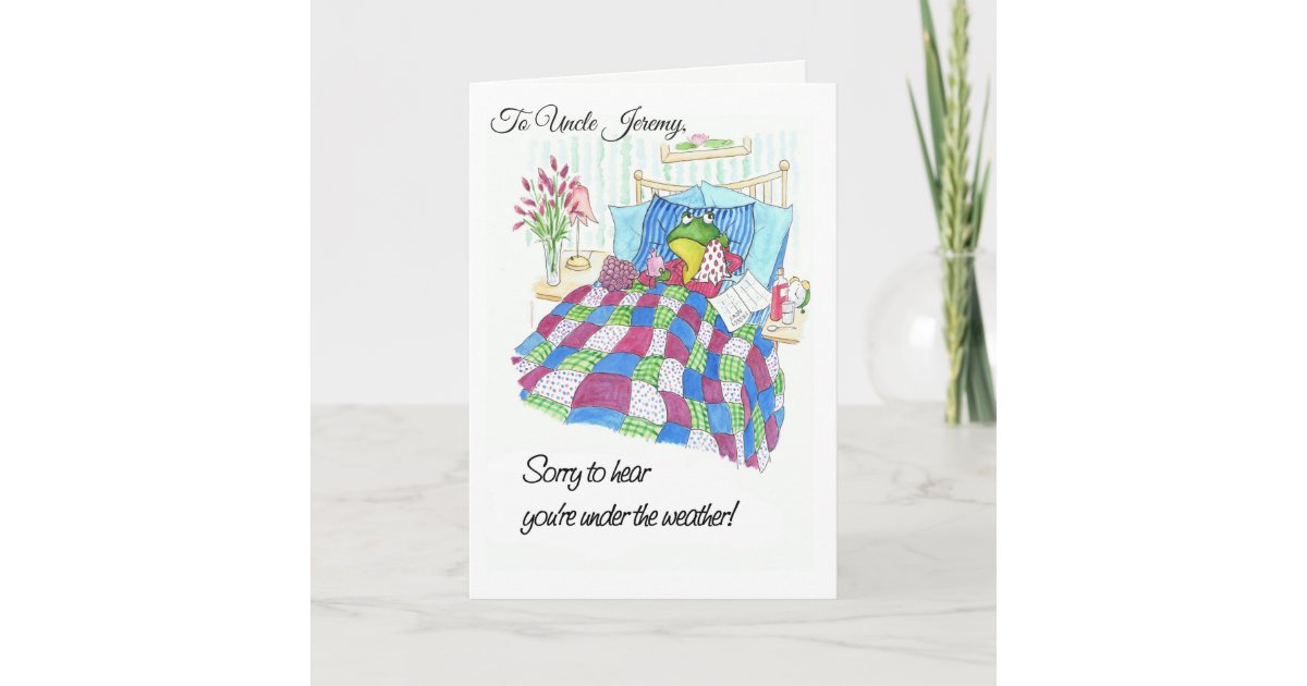 Fun Green Frog Get Well Soon to Personalize Card | Zazzle