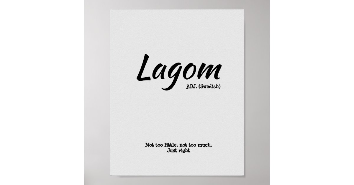 Fun Grey Swedish Lagom Definition Poster | Zazzle
