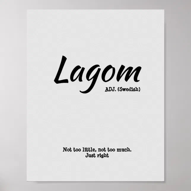 Fun Grey Swedish Lagom Definition Poster | Zazzle