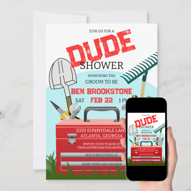 Fun Groom Tool Wedding Shower Invitation | Zazzle