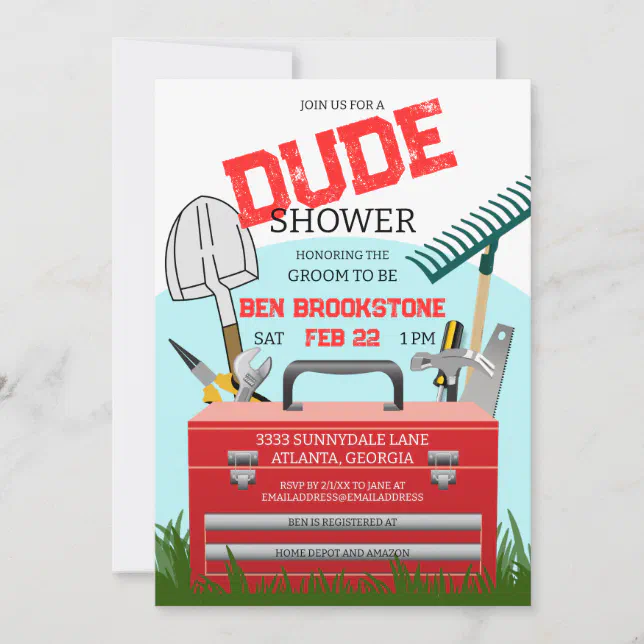 Fun Groom Tool Wedding Shower Invitation | Zazzle