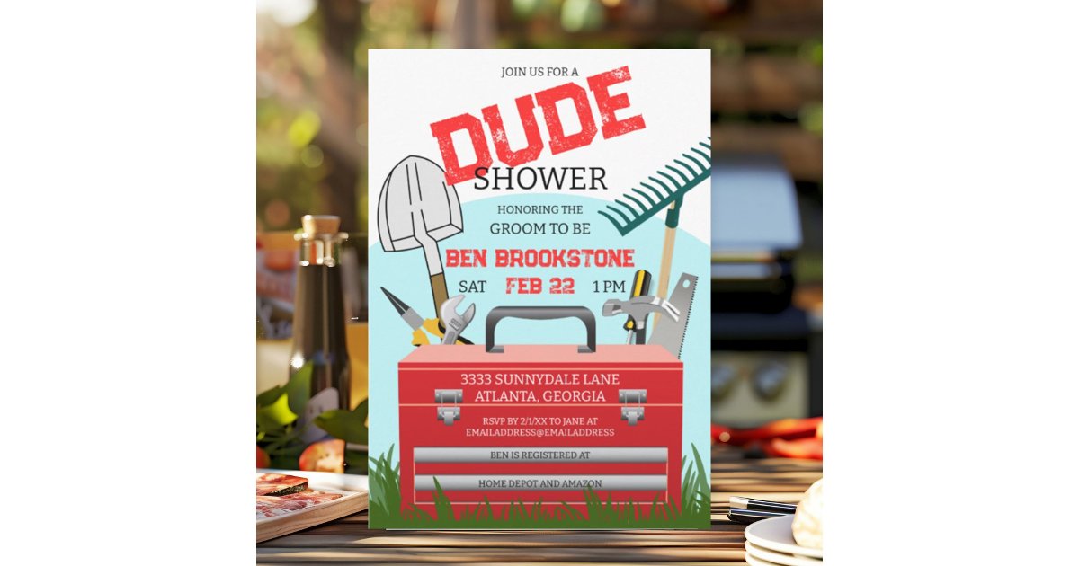 Fun Groom Tool Wedding Shower Invitation | Zazzle