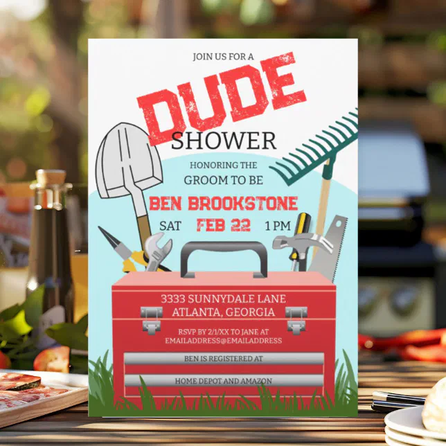 Fun Groom Tool Wedding Shower Invitation | Zazzle
