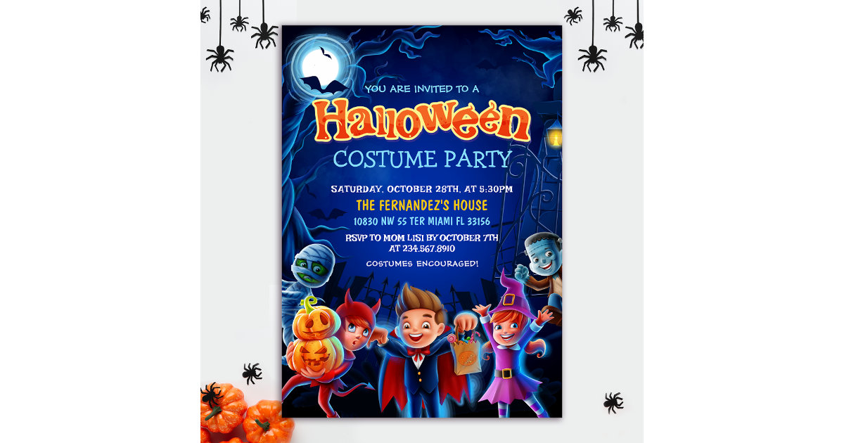 Fun Halloween Costume Party Birthday Invitation | Zazzle