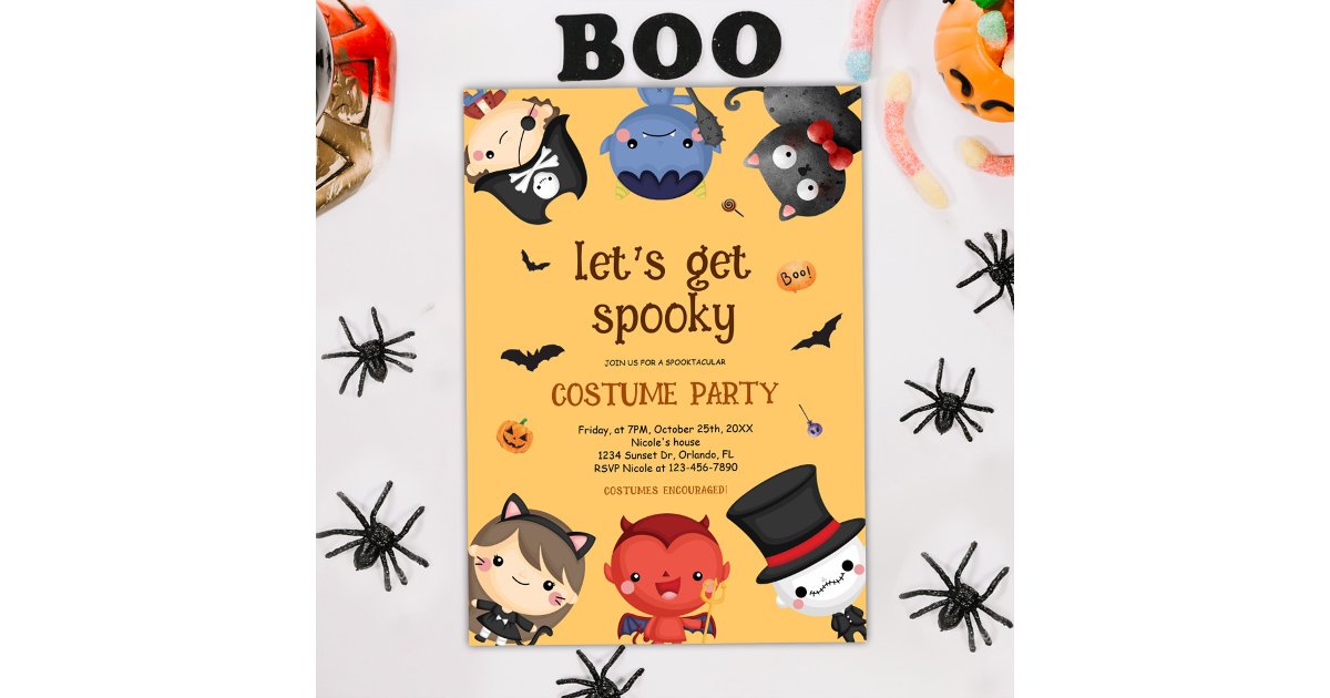 Fun Halloween Costume Party Kids Cute Invitation | Zazzle