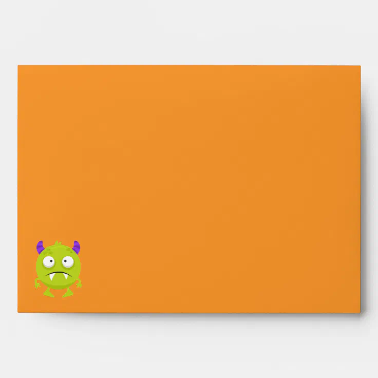 Fun Halloween Cute Green Little Monster Envelope | Zazzle