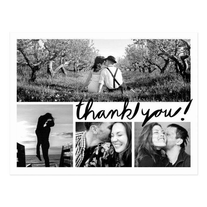 Fun Handwrite 4 Photo Collage Thank You Postcard | Zazzle.com