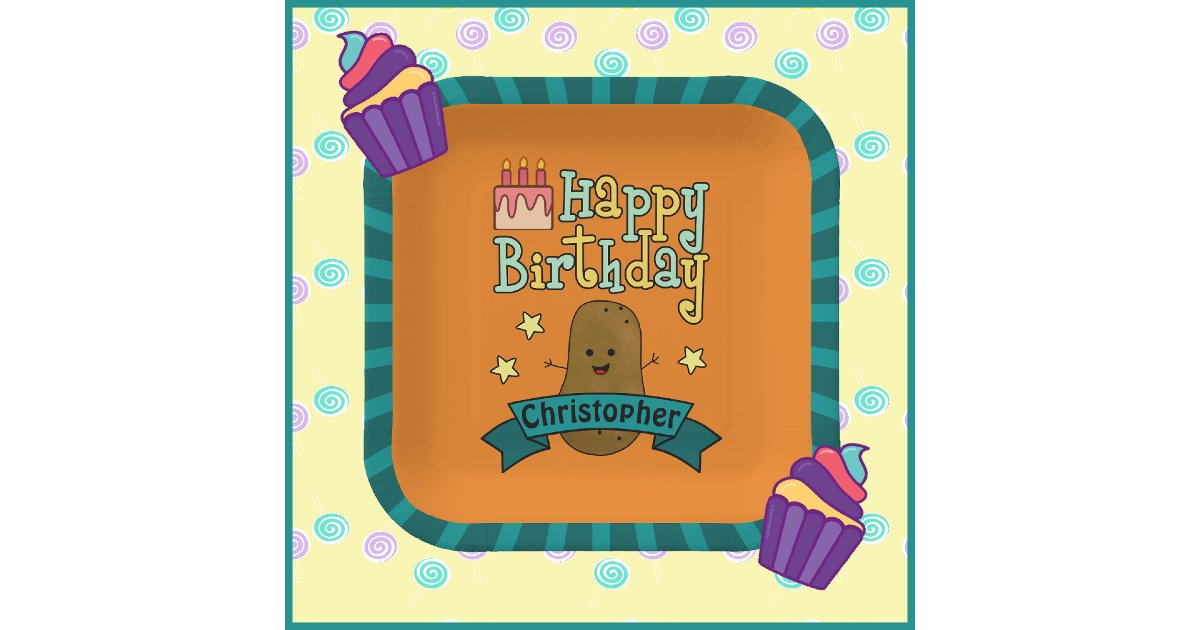 Fun Happy Birthday Potato Personalized Paper Plates | Zazzle