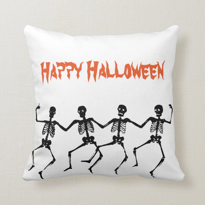 Fun Happy Halloween Dancing Skeleton Throw Pillow | Zazzle.com