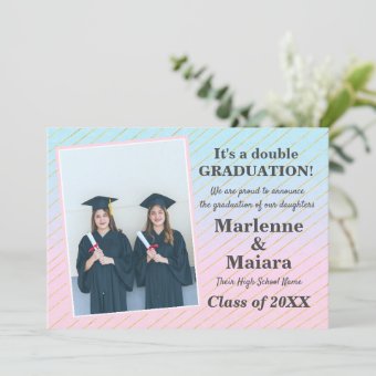 Fun High School Twins Double Graduation Photo Announcement | Zazzle