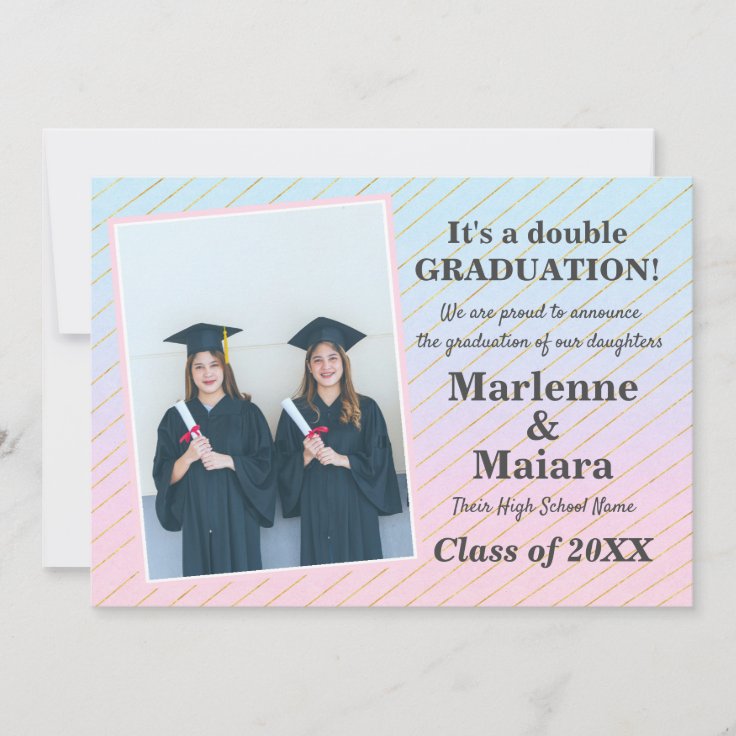 Fun High School Twins Double Graduation Photo Announcement | Zazzle