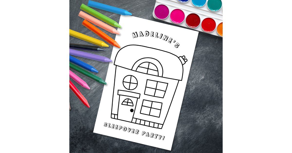 Fun House Sleepover Party Coloring Page 7 | Zazzle