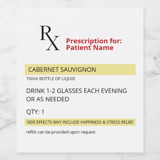 Fun Humor Novelty Rx Prescription Label Sticker | Zazzle