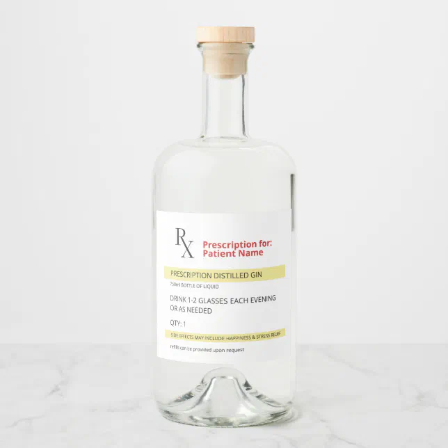 Fun Humor Novelty Rx Prescription Spoof Liquor Bot Liquor Bottle Label ...