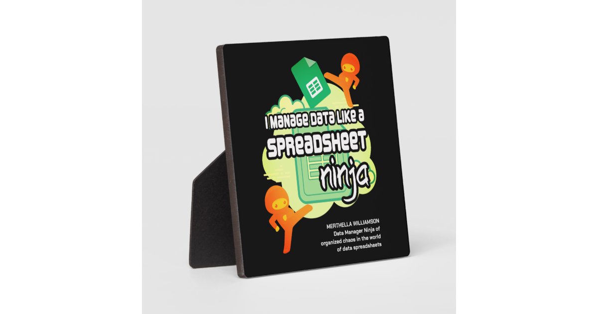Fun I Manage Data SPREADSHEET NINJA Plaque | Zazzle