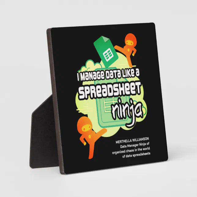 Fun I Manage Data SPREADSHEET NINJA Plaque | Zazzle