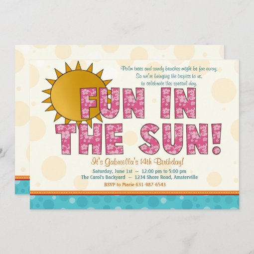 Fun in the Sun Invitation | Zazzle