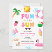 Fun In The Sun Pool Party Girl Birthday Party Invitation | Zazzle