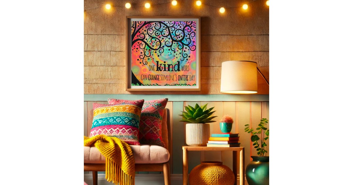 Fun Inspiring One Kind Word Classroom Poster | Zazzle