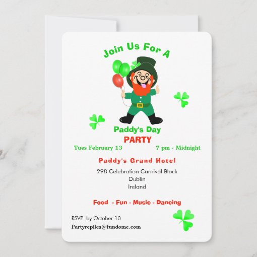 Fun Irish Celebration Leprechaun Party Invite | Zazzle